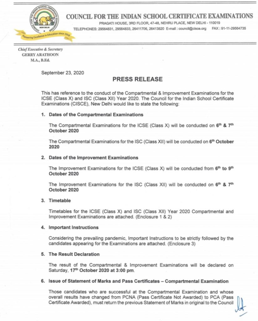 CICSE Announces Dates For ICSE, ISC Compartment Exams - Education Bytes CICSE Announces Dates For ICSE, ISC Compartment Exams - Education Bytes