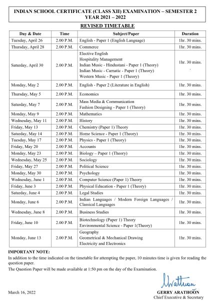 Dates Of ISC Term 2 Exams 2022 Altered; Check Revised Timetable Here ...